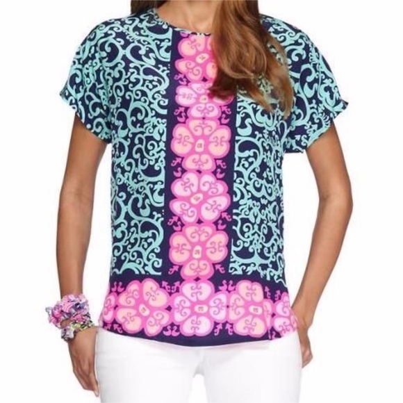 Lilly Pulitzer | Tops | Lilly Pulitzer Silk Marion Aqua Blue Turquoise ...